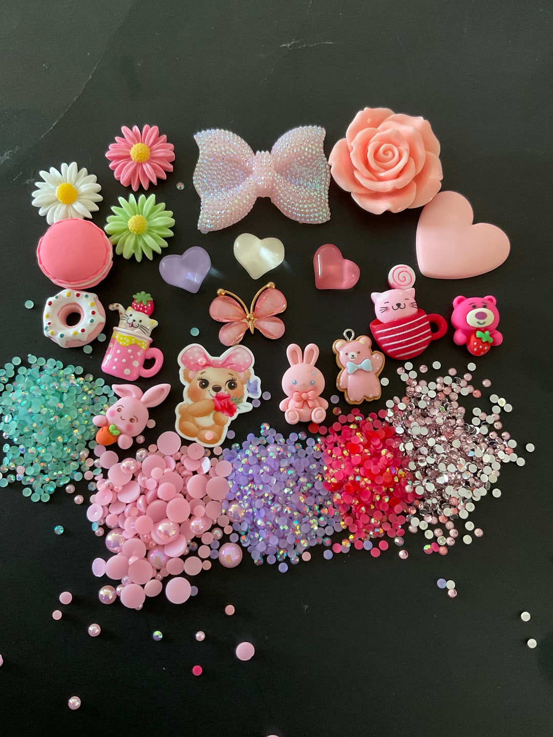 Kawaii Big Baby Pink Bow and Girly Cabochons Deco Diy Craft Resin ...