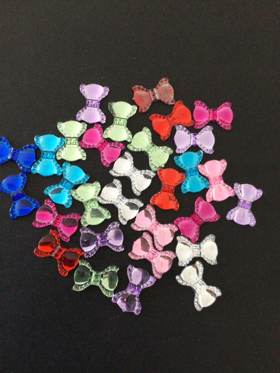 Kawaii shiny resin bow deco diy craft random mix 12x18mm 30pcs | Etsy