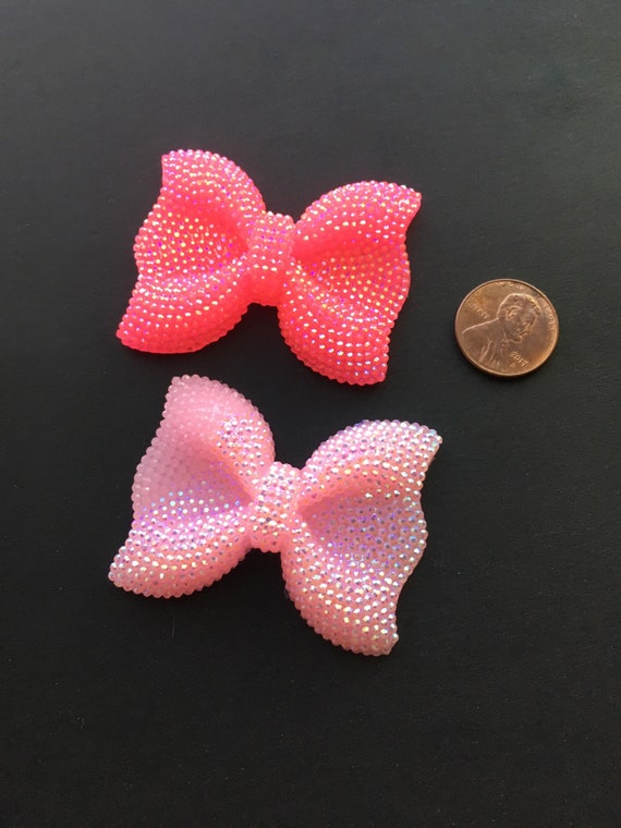 Kawaii Big Pink Rhinestone Bow With Middle Vertical Holes Deco - Etsy