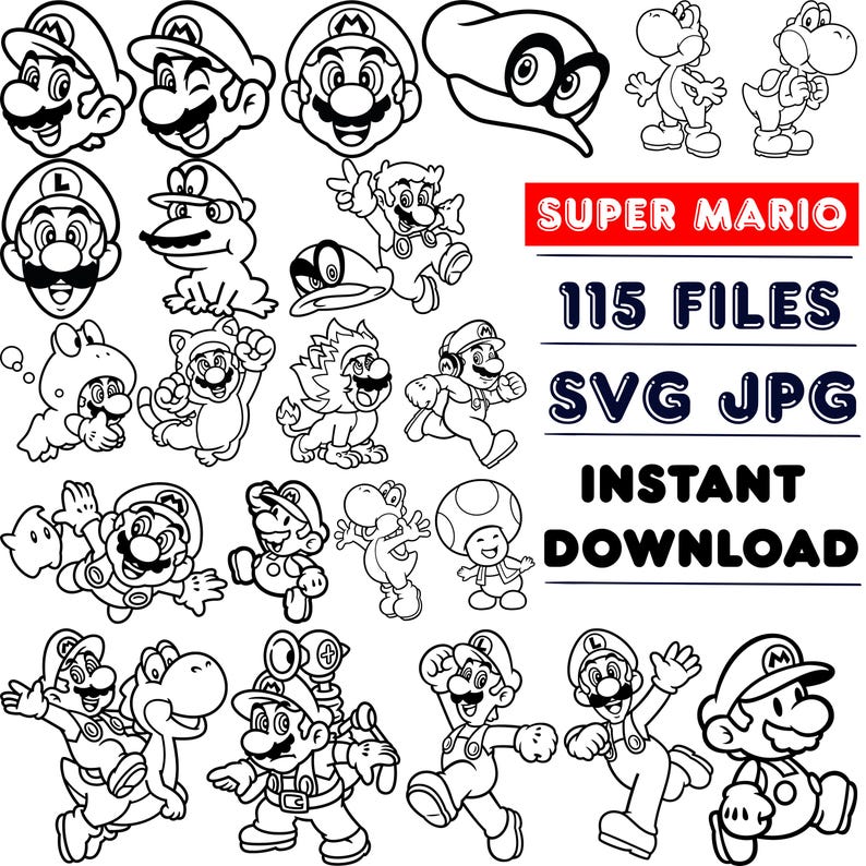 Super Mario SVG Bundle: Clipart, Cut Files for Cricut (digital Download ...