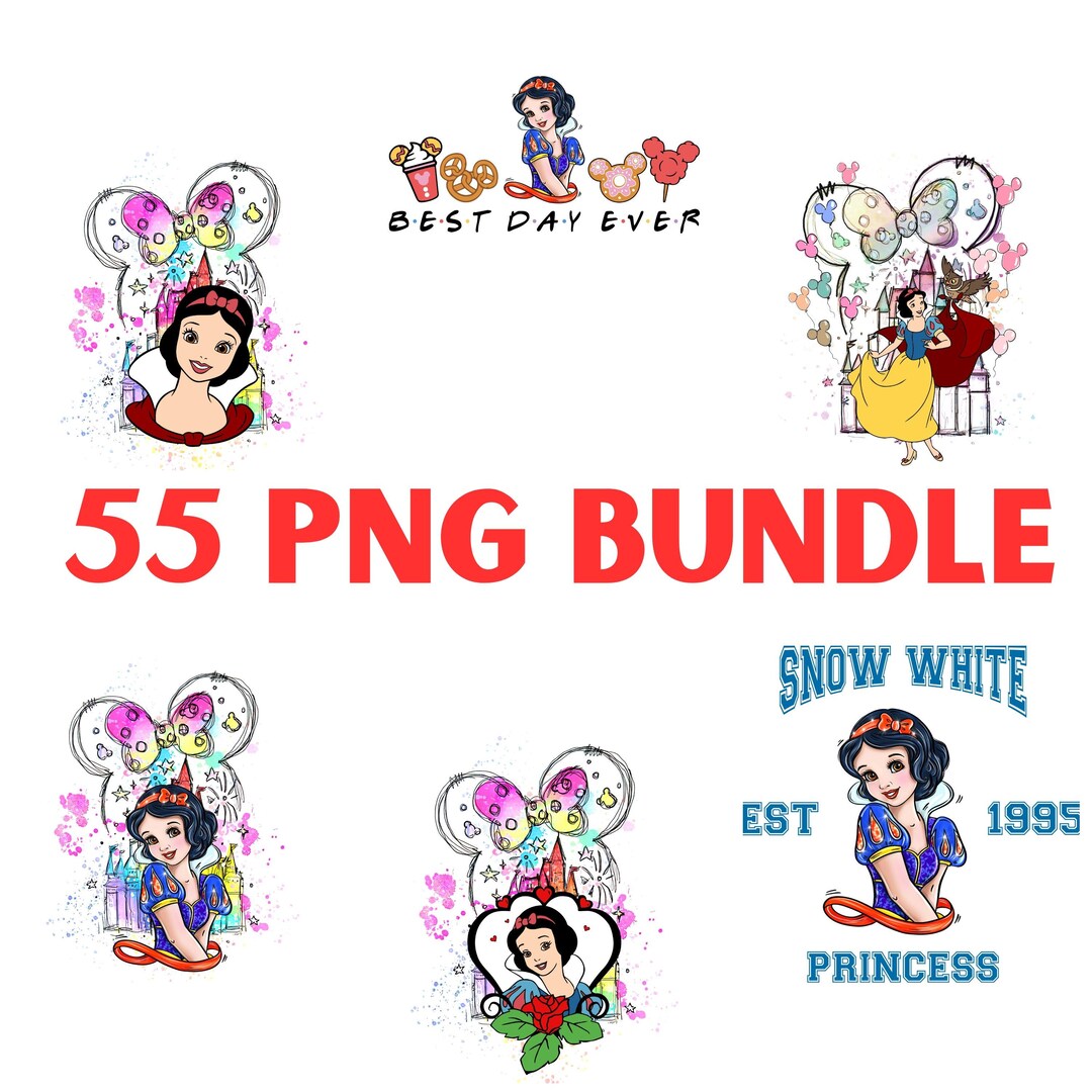 Snow White Clipart Bundle: Princess PNG, Seven Dwarfs (55 Files ...