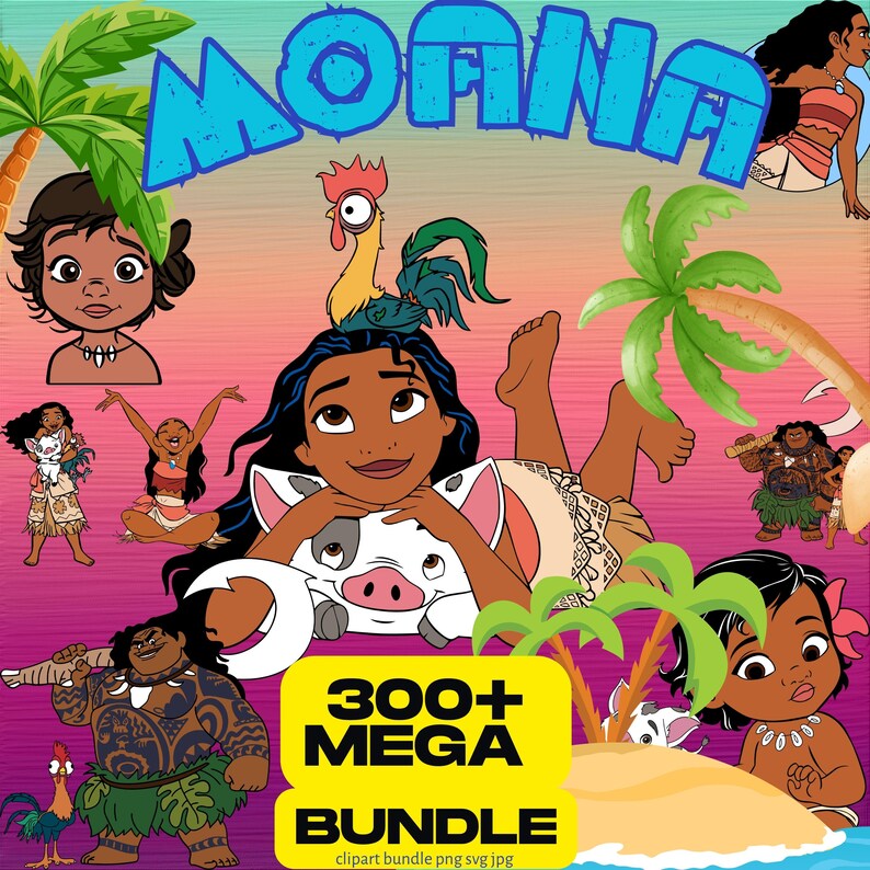 Moana Clipart SVG Bundle: Birthday Invitation Graphics (digital ...