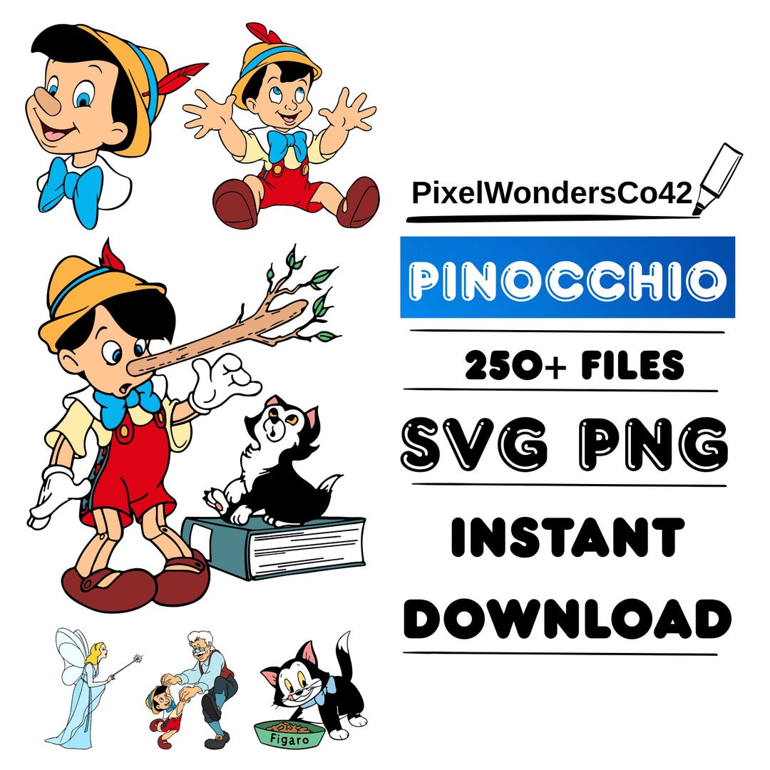 Pinocchio Svg Clipart Bundle – Classic Disney Png Designs for Cricut ...