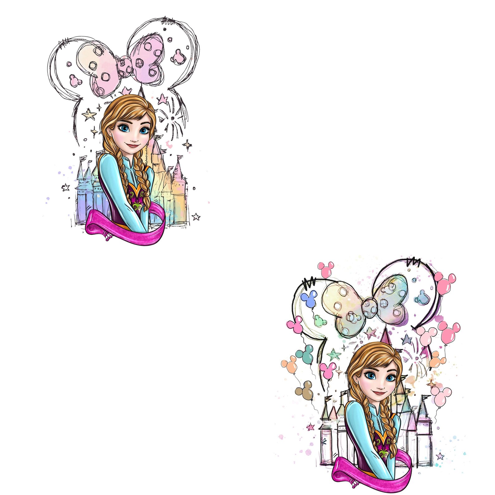Frozen Princess PNG Bundle: Anna, Elsa & Olaf Clipart (digital Download ...