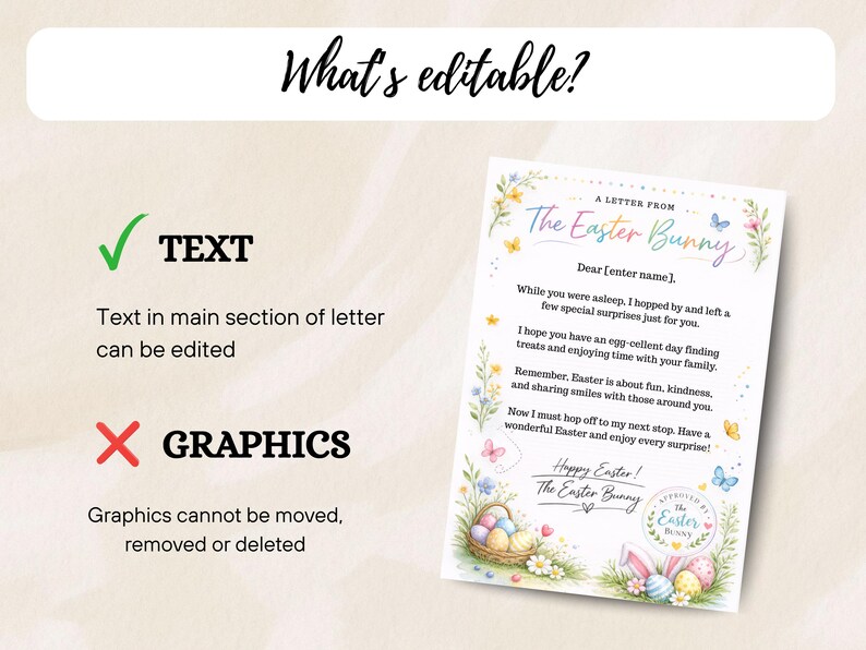 Editable Easter Bunny Letter Template, Printable Easter Letter ...