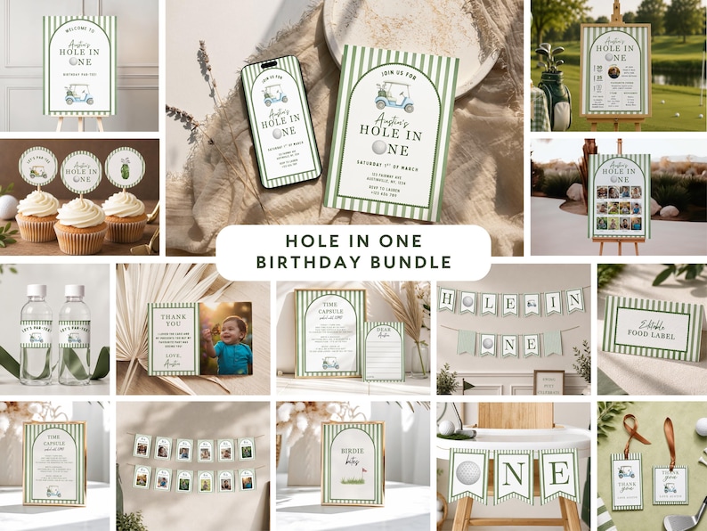 Hole in One First Birthday Bundle, Golf Birthday Party Decorations ...