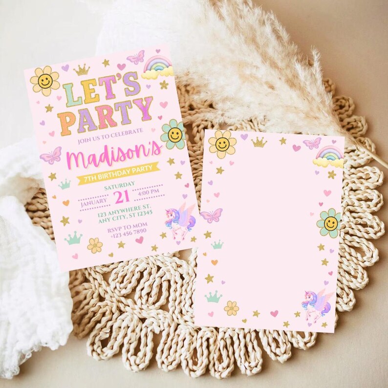 Preppy Patch Letter Birthday Invitation. Girl Varsity Party Template ...