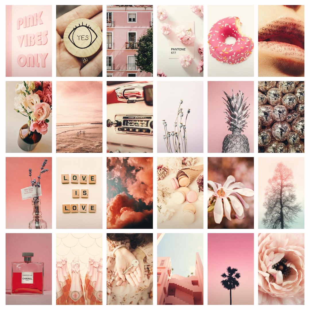 Glamour Pink Preppy Wall Collage Kit: Feminine Room Decor (digital ...
