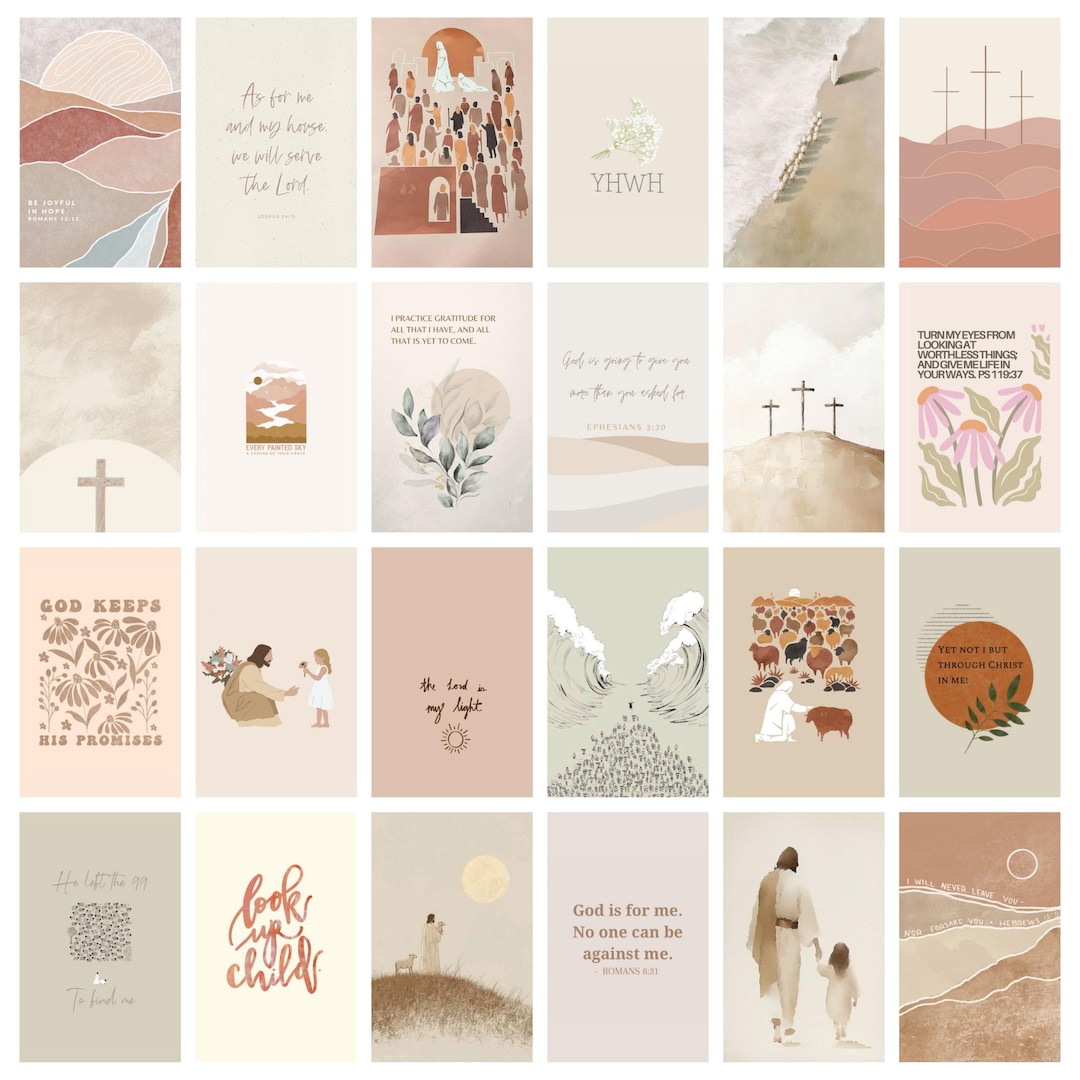 Christian Boho Collage Kit: Bible Verse Prints, Faith Room Decor ...