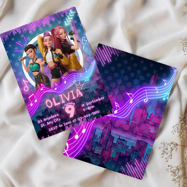 KPOP Demon Hunters Birthday Invitation | Editable K Pop Party Invite ...