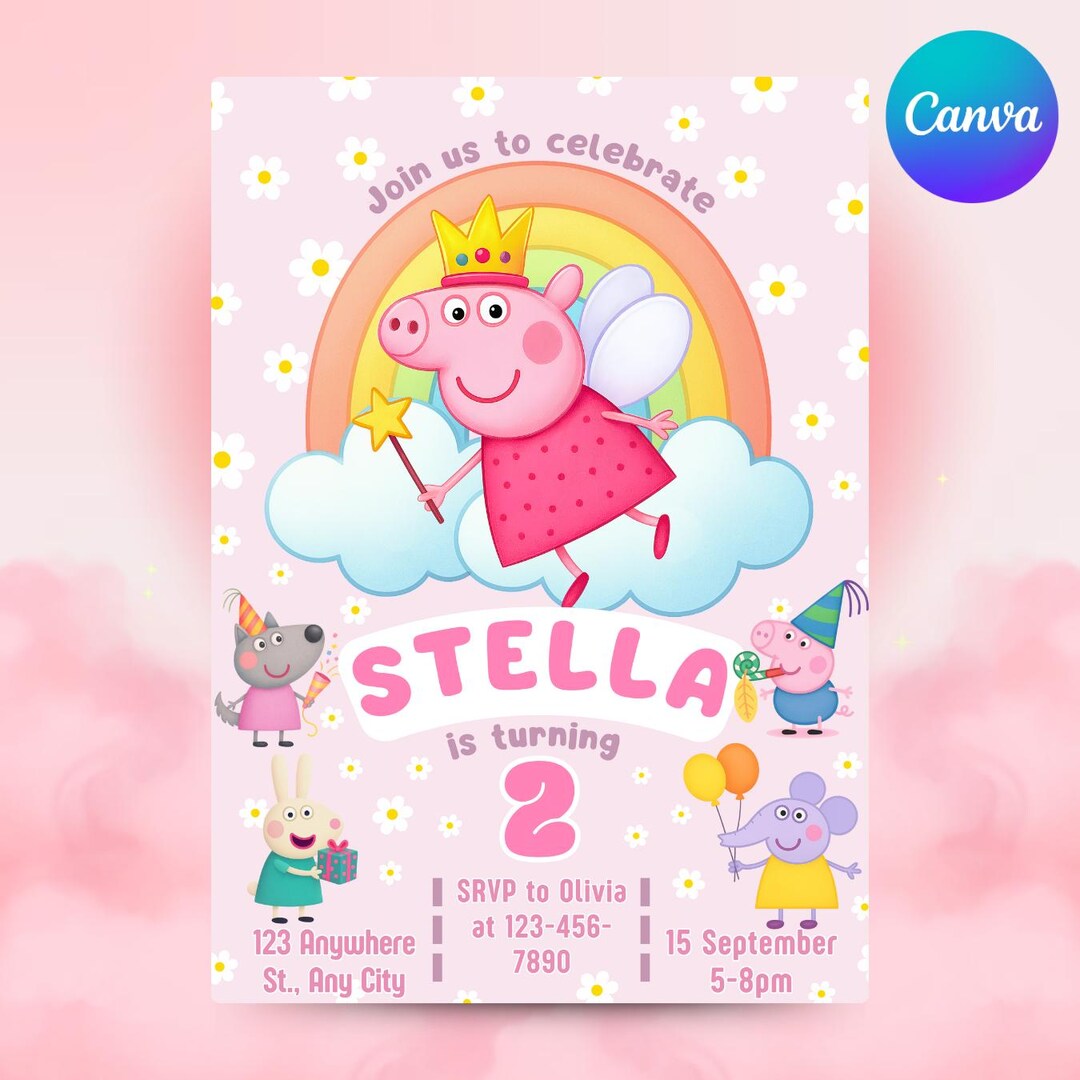 Personalized Peppa Pig Party Invitation - Editable Digital Template ...