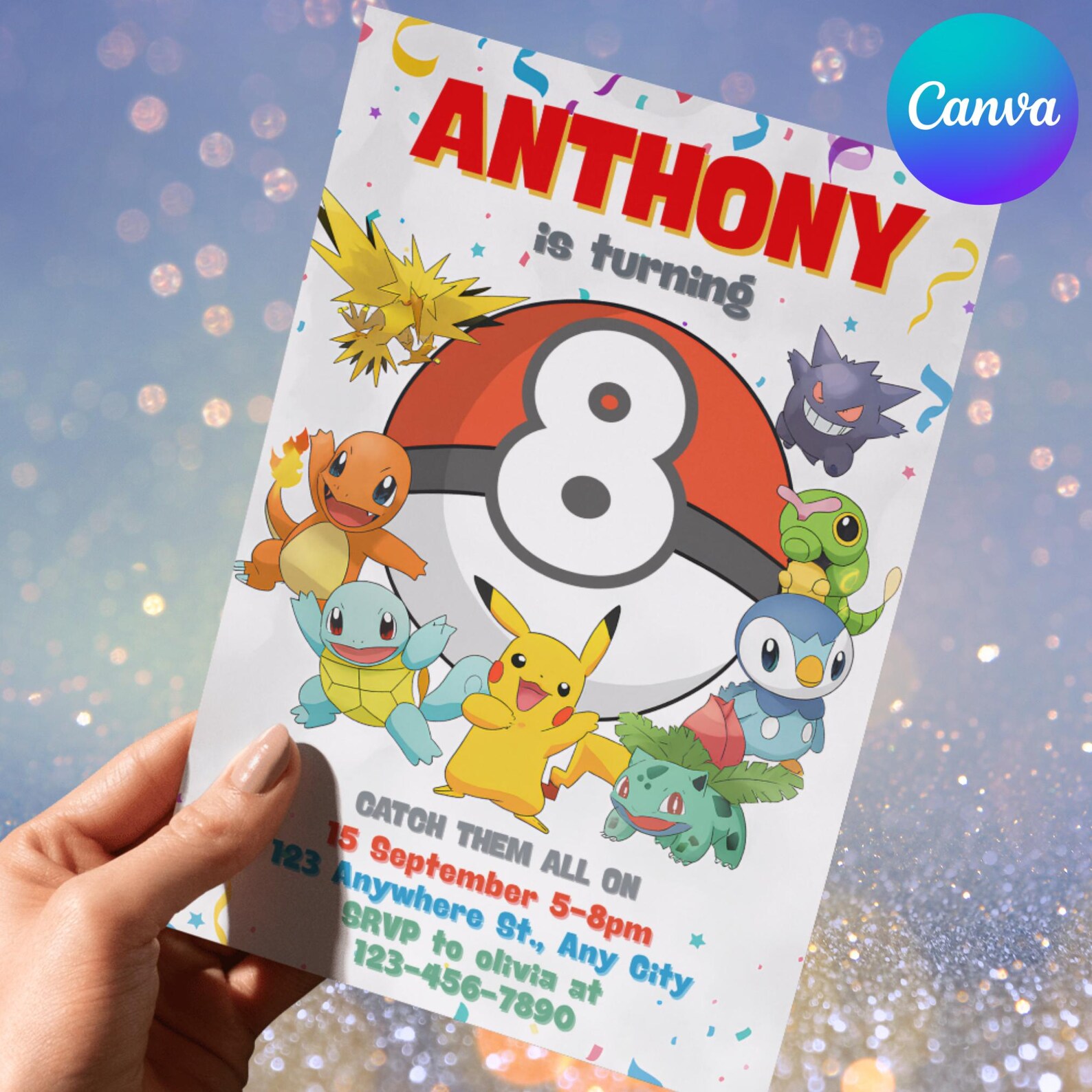 Editable Pokemon Invitation Template - Birthday Party Printable ...