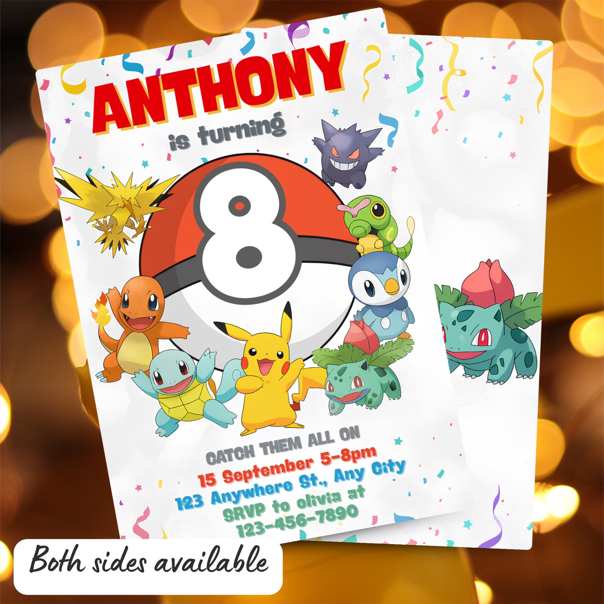 Editable Pokemon Invitation Template - Birthday Party Printable ...
