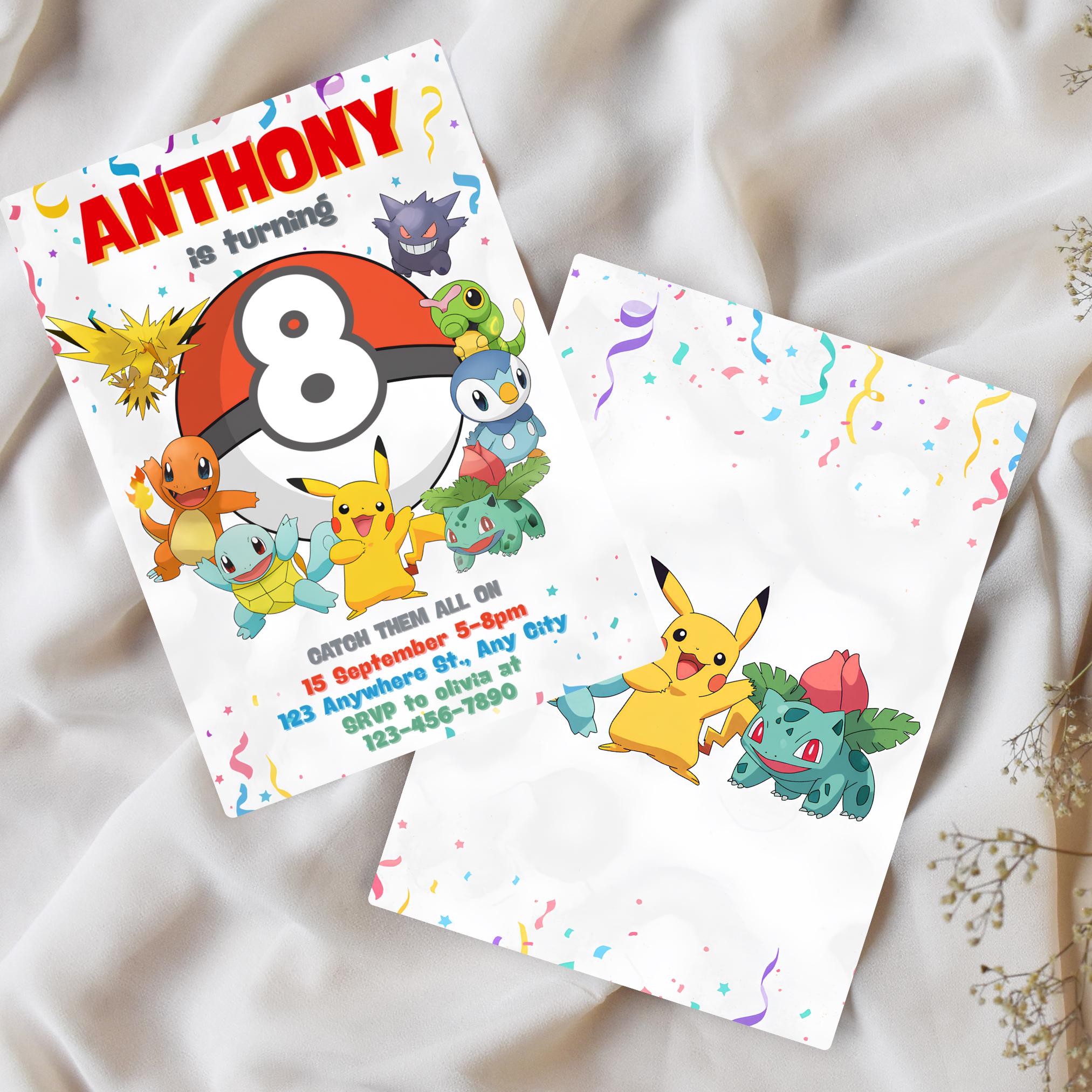 Editable Pokemon Invitation Template - Birthday Party Printable ...