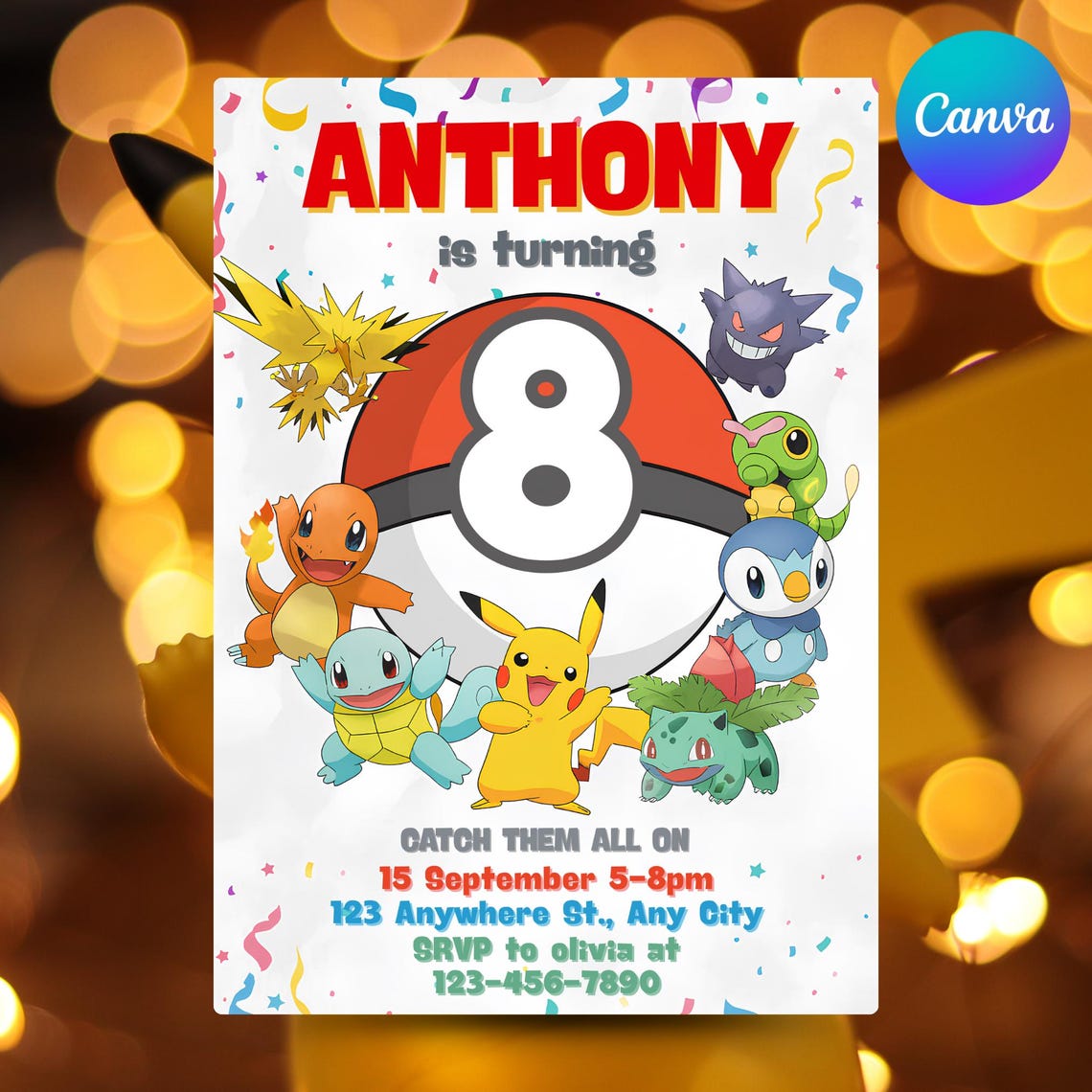 Editable Pokemon Invitation Template - Birthday Party Printable ...