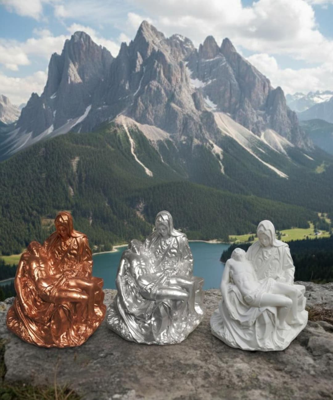 Pietà Statue Mary With Jesus Plaster Figure 15 X 15 Cm Handmade ...