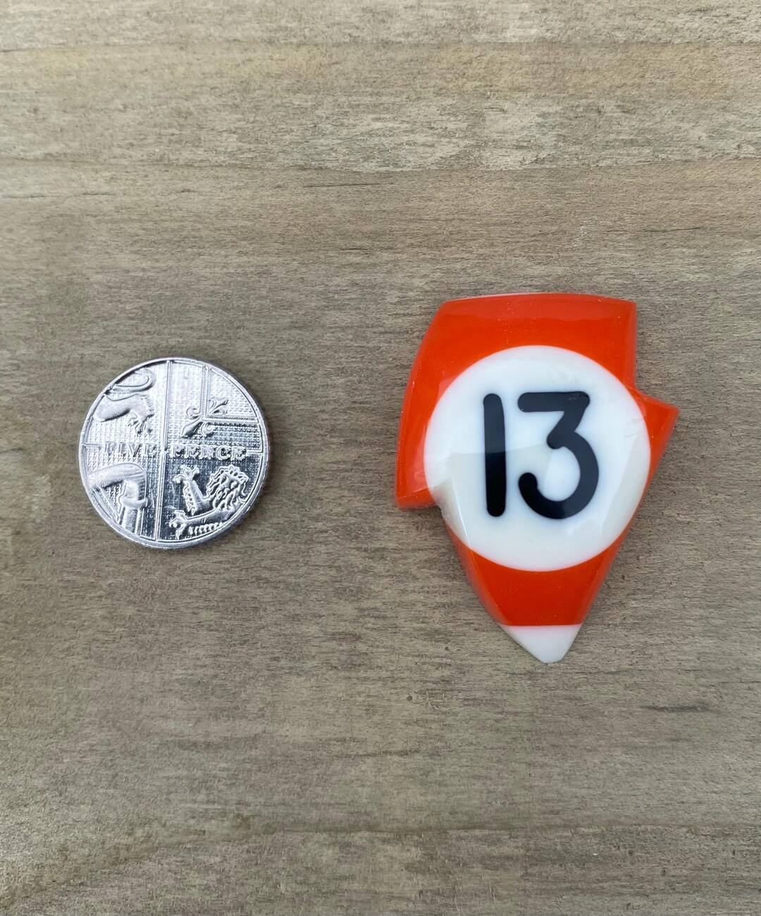 Handcrafted Number 13 Orange Pool Ball Cabochon – Unique Upcycled ...
