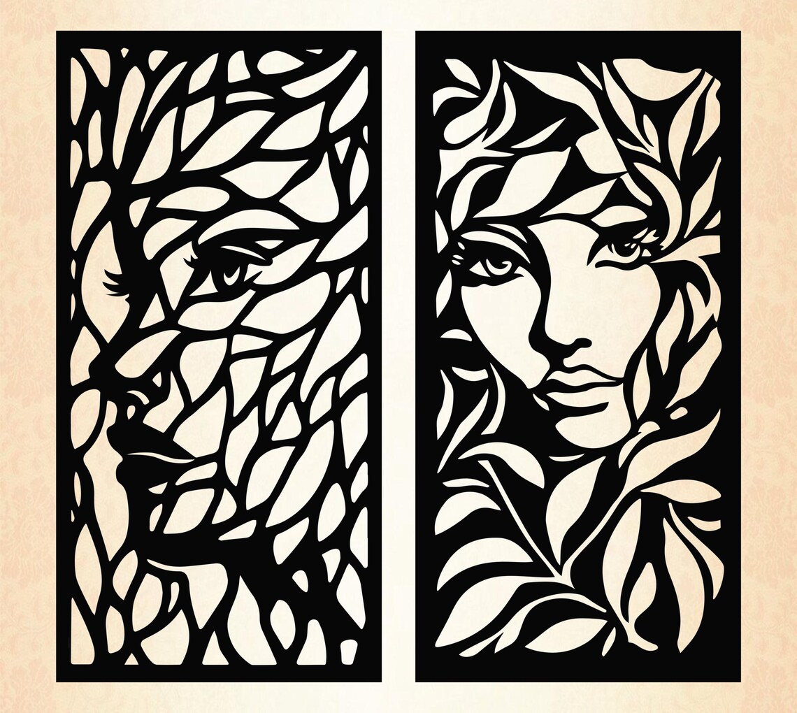 Decorative Panel With Female Face, Laser Cutting File, DXF, SVG, CNC ...