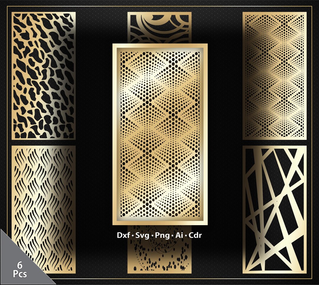 6 Abstract CNC Panels Dxf Svg Png | Laser Cut Decorative Screens for ...