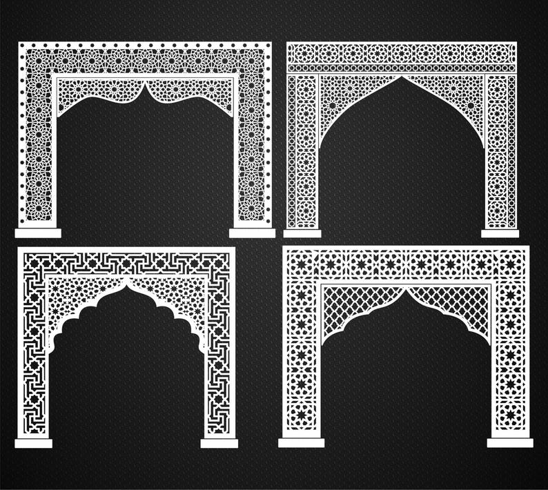 10 Moroccan & Arabic Arch Designs | Dxf Svg Png Files | Laser Cutting ...