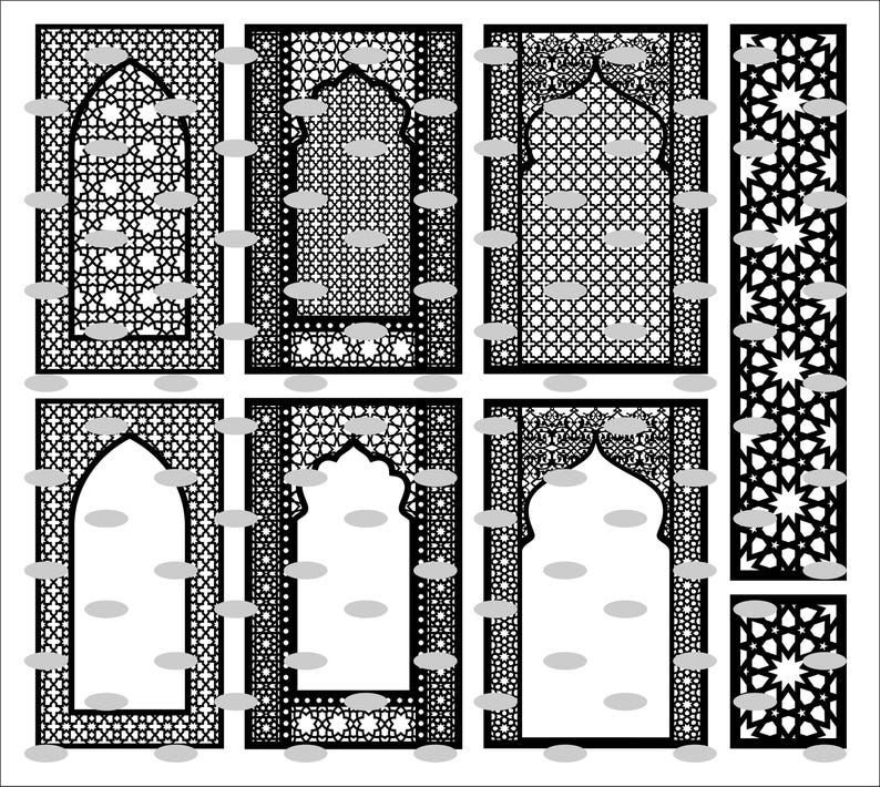 7 Islamic Moroccan Mihrab Window Panels | Dxf Svg Png Laser Cut and CNC ...