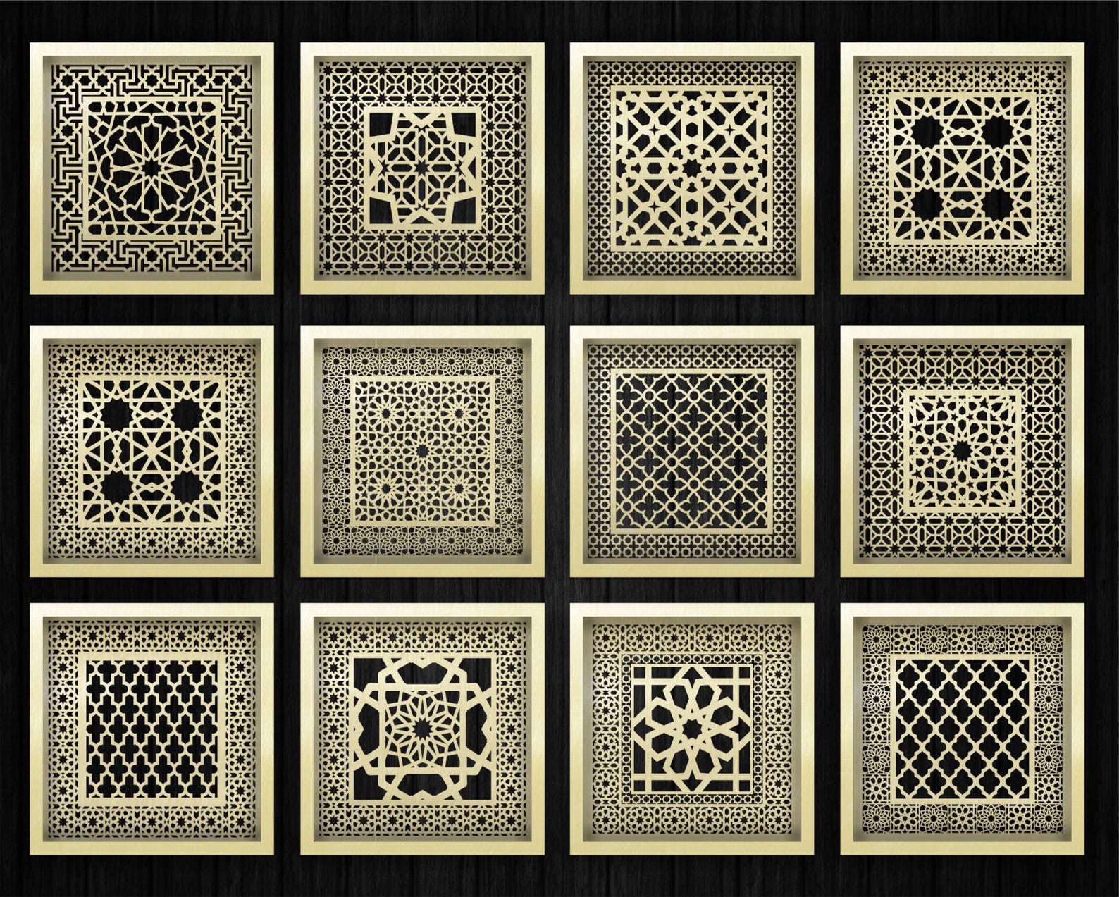 100 Arabic Moroccan Pattern Panels Svg Dxf Ai Cdr Pdf | Square Laser ...