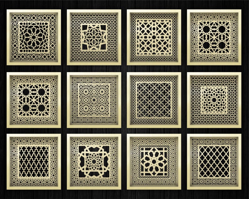 100 Arabic Moroccan Pattern Panels Svg Dxf Ai Cdr Pdf | Square Laser ...