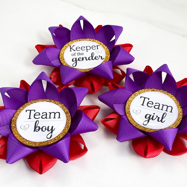Keeper of the Gender Pin Red and Purple Gender Reveal Party | Etsy