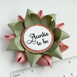 Auntie to Be Pin, Gift for New Auntie, Baby Shower Pins, Olive and Pink ...