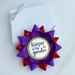 Keeper of the Gender Pin, Red and Purple Gender Reveal Party ...