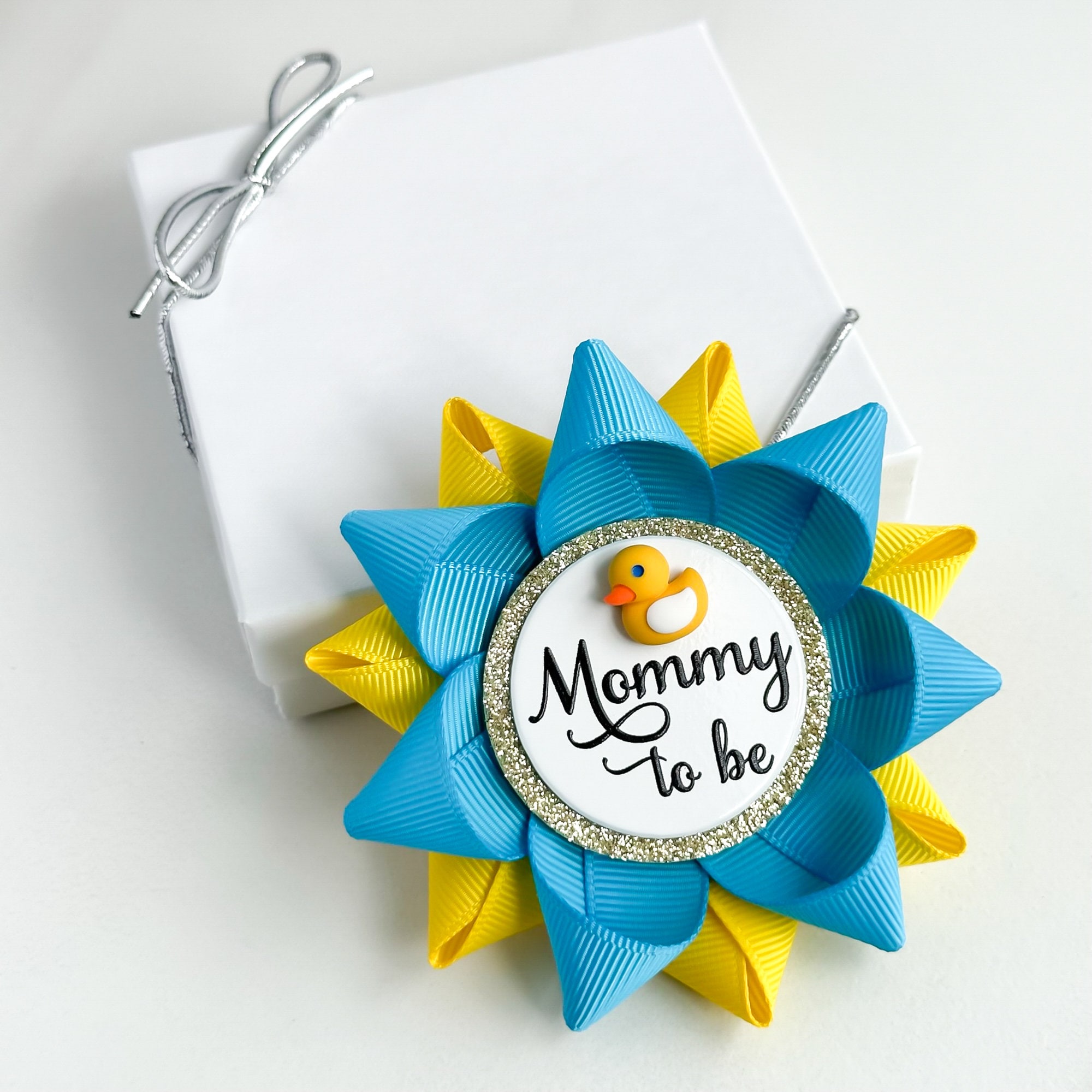 Duck Baby Shower Decorations Custom Name Pins, Turquoise and Yellow ...