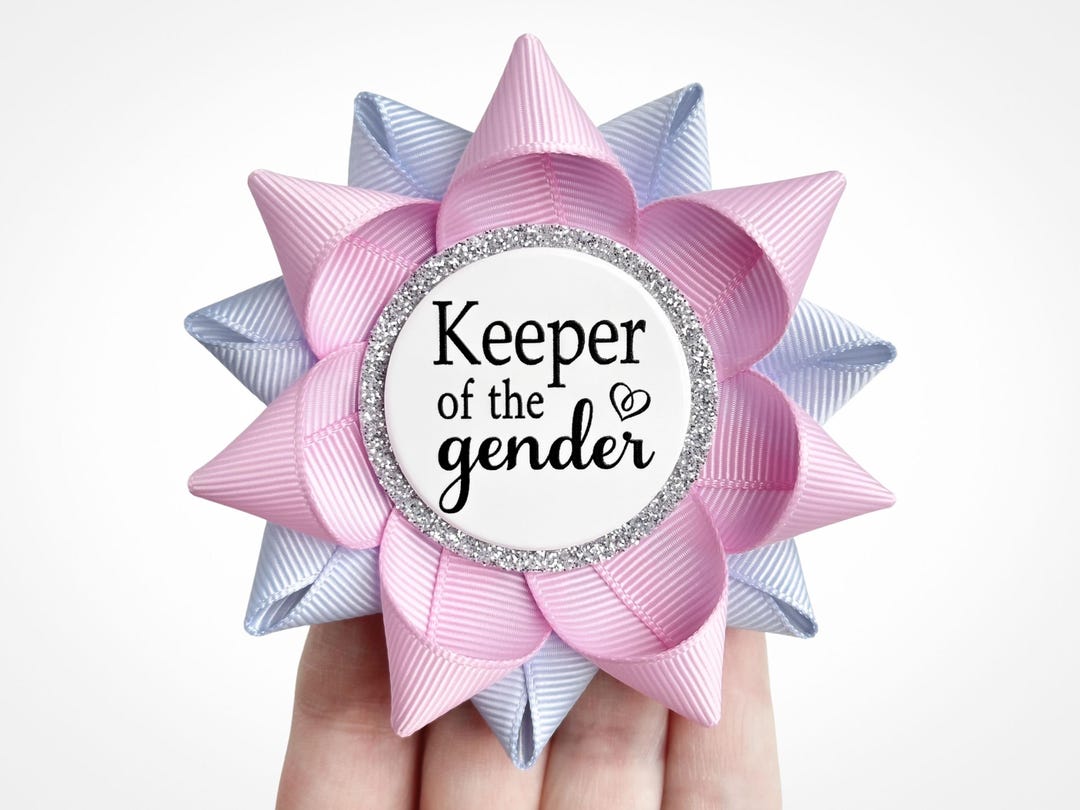 Gender Reveal Party Keeper of the Gender Pin, Custom Color Keepsake ...