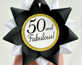 Fab 50 Fifty and Fabulous 50th Birthday 50 Year Old Button 2 1/4 Inch ...