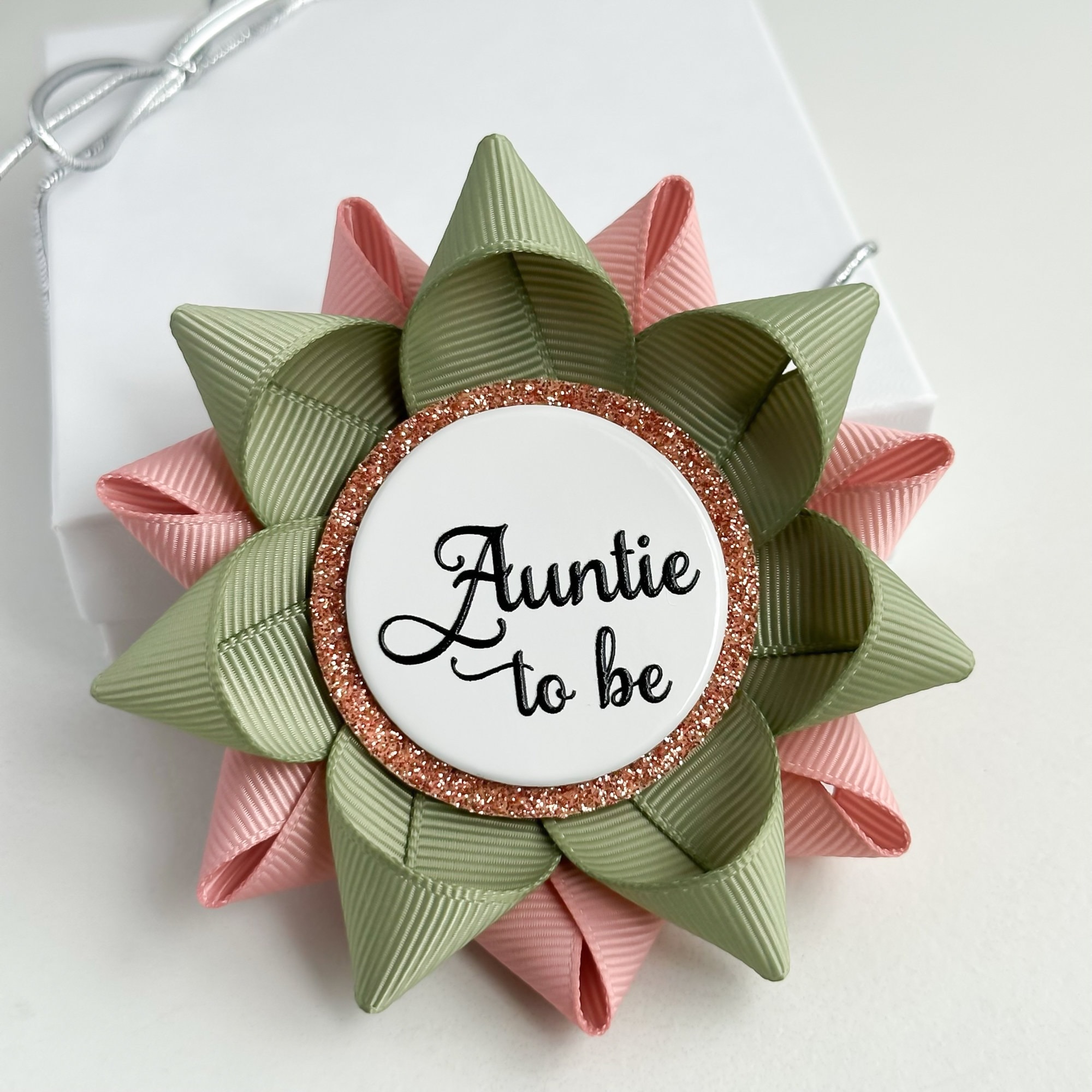 Auntie to Be Pin, Gift for New Auntie, Baby Shower Pins, Olive and Pink ...