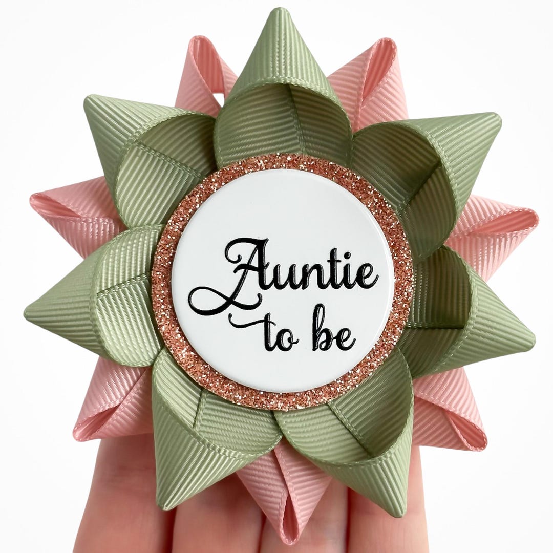 Auntie to Be Pin, Gift for New Auntie, Baby Shower Pins, Olive and Pink ...