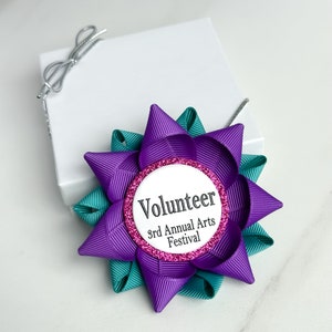 Custom Printed Ribbon Pin, Volunteer Staff Badge, Corporate Event Decor ...