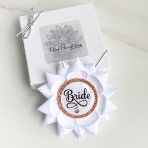 White Bride Pin White Bridal Shower Decorations White Pin - Etsy