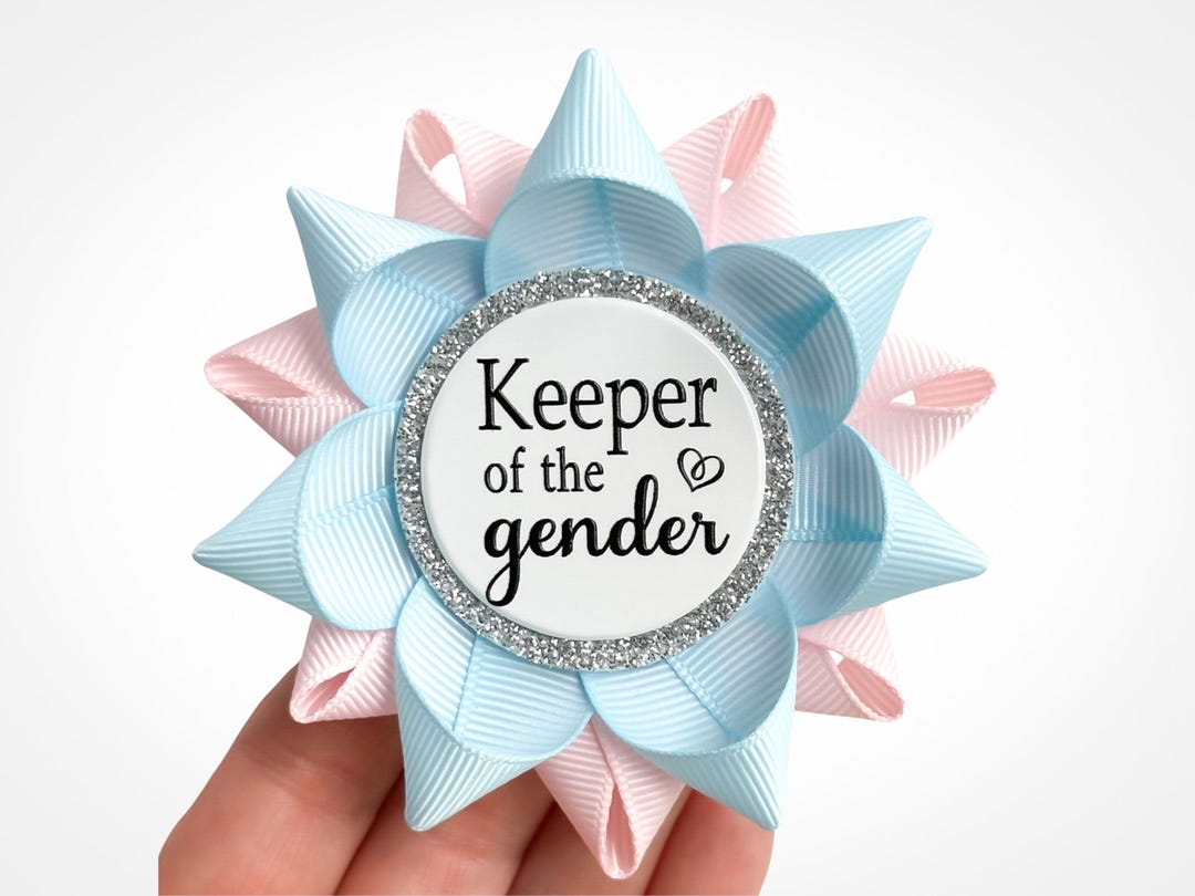 Keeper of the Gender Pin | Reveal Party Decorations in Custom Colors - Etsy