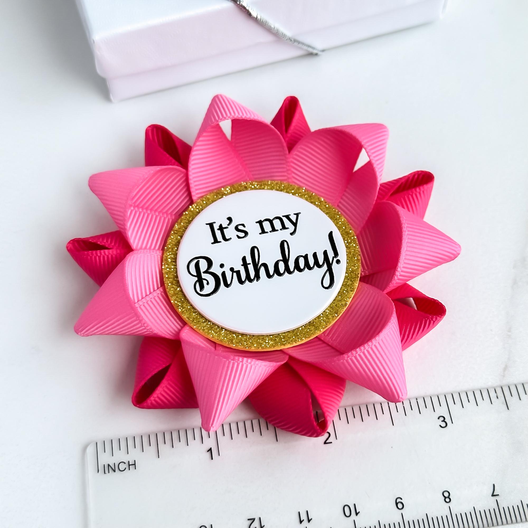 Its My Birthday Pin, Custom Ribbon, Birthday Party Decoration, Bright ...