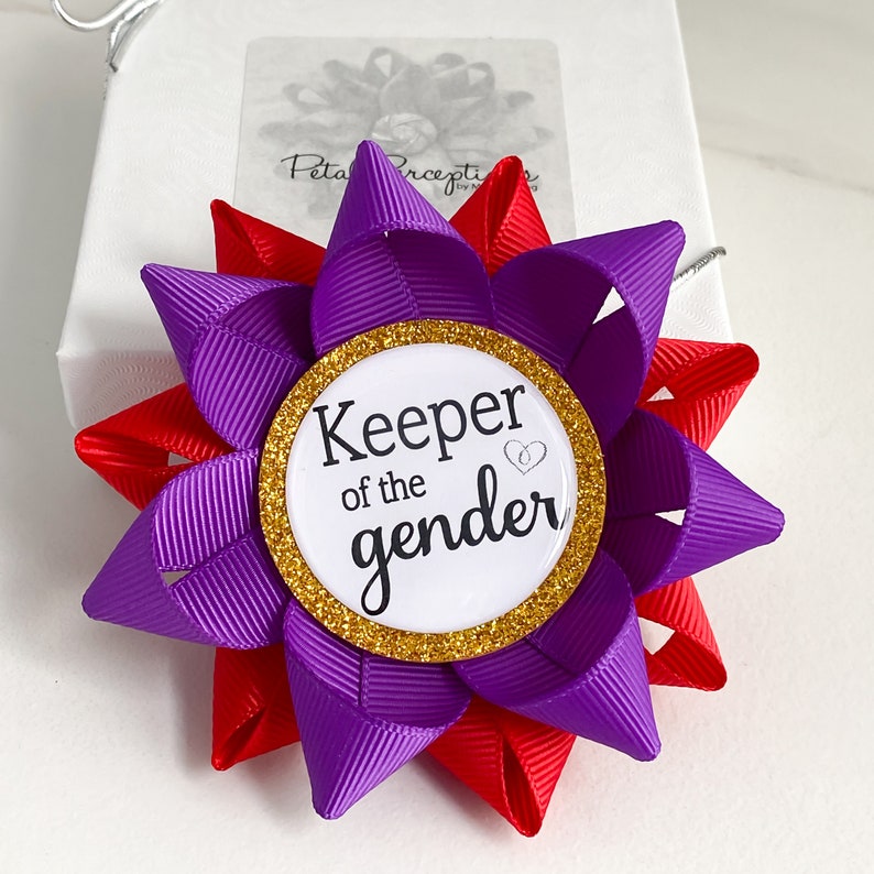 Keeper of the Gender Pin Red and Purple Gender Reveal Party | Etsy
