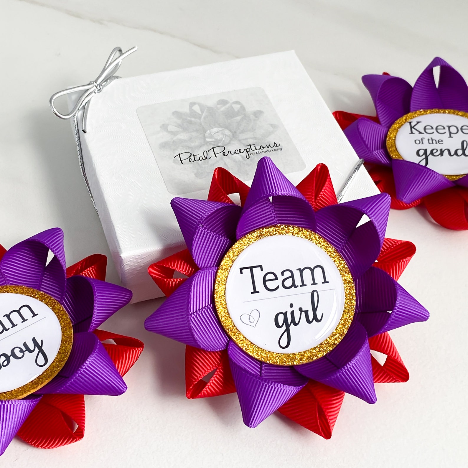 Keeper Of The Gender Pin Red And Purple Gender Reveal Party Etsy