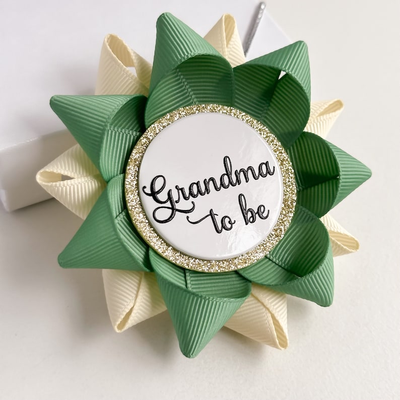 Sage Green Baby Shower Pins, Gender Neutral Decorations, Grandma to Be ...