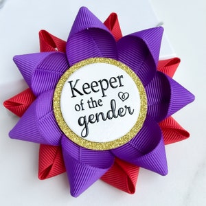 Keeper of the Gender Pin, Red and Purple Gender Reveal Party ...