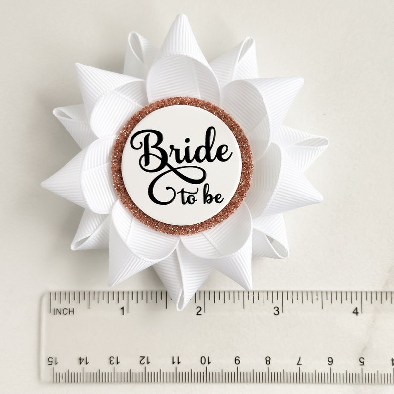 White Bride Pin, White Bridal Shower Decorations, White Pin for Bride ...