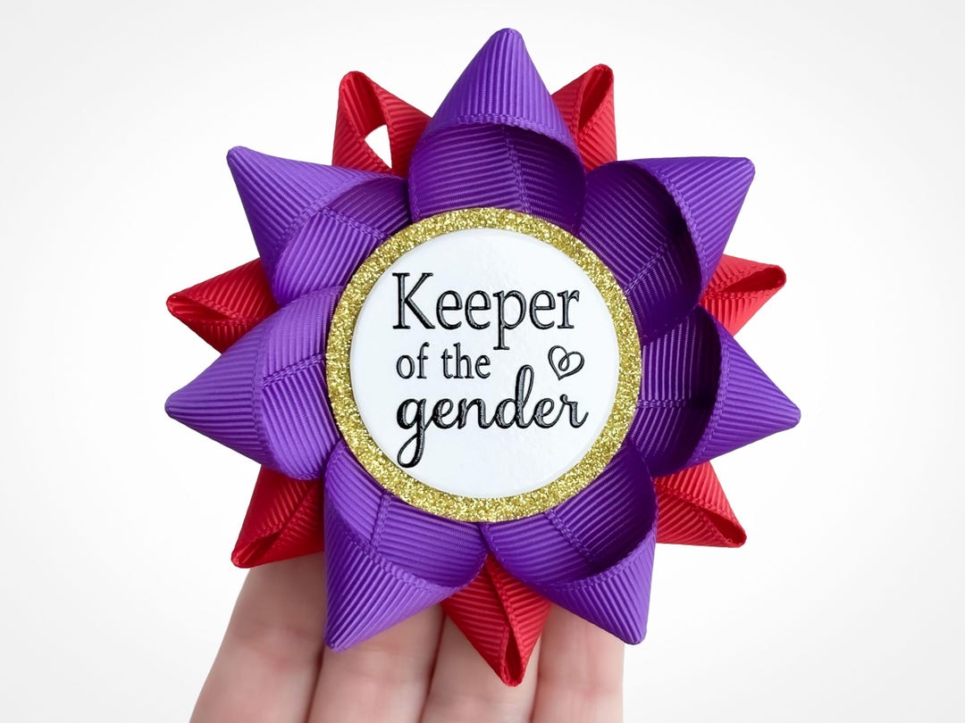 Keeper of the Gender Pin, Red and Purple Gender Reveal Party ...
