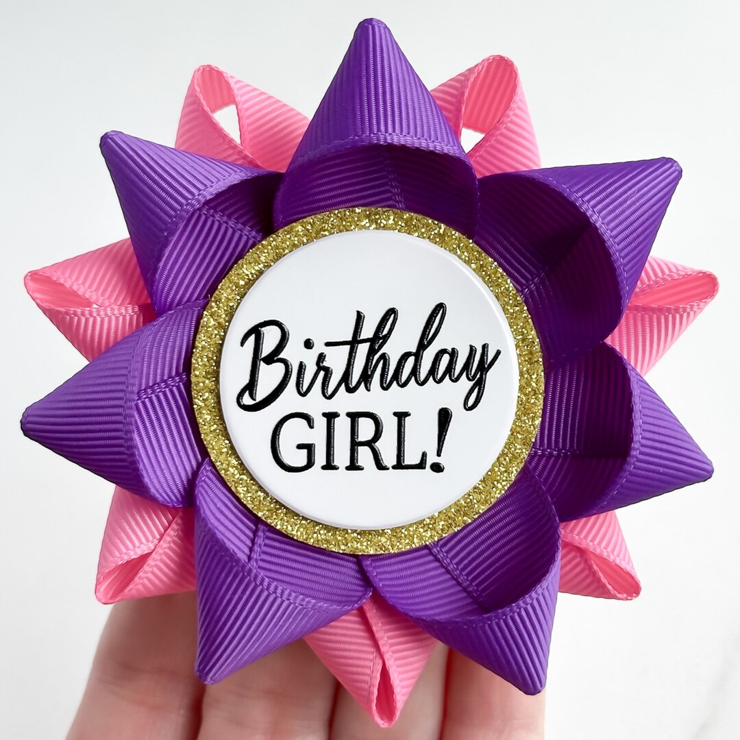 Pink Purple Birthday Party Decorations Birthday Girl Pin, Birthday Pin ...
