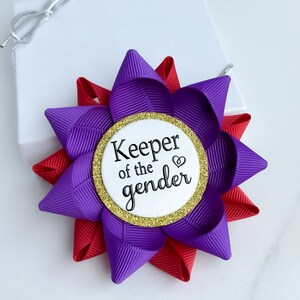 Keeper of the Gender Pin, Red and Purple Gender Reveal Party ...
