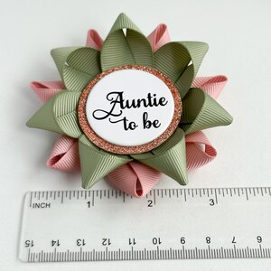 Auntie to Be Pin, Gift for New Auntie, Baby Shower Pins, Olive and Pink ...