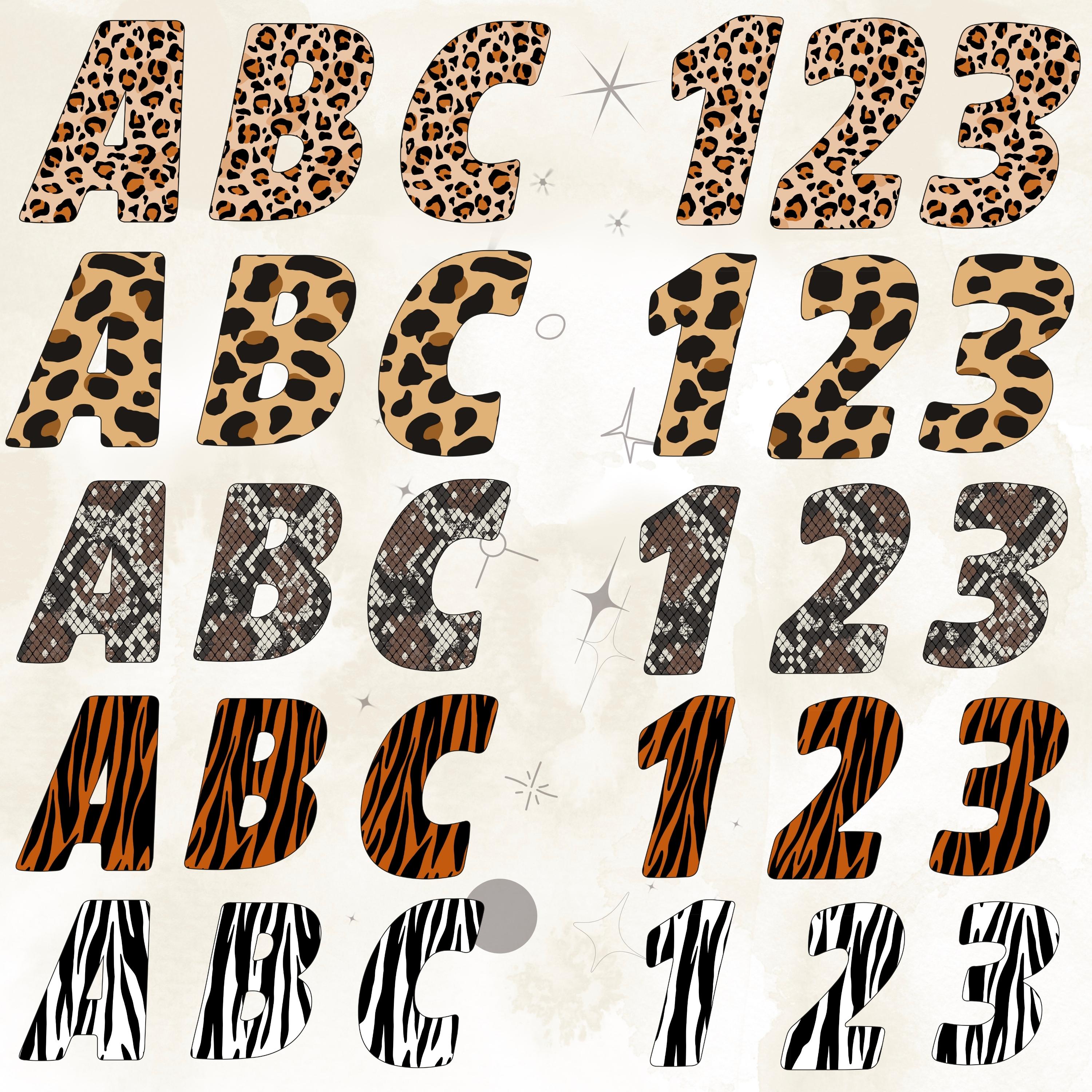 Animal Print Alphabet PNG Bundle, Safari Letters Clipart, Leopard ...