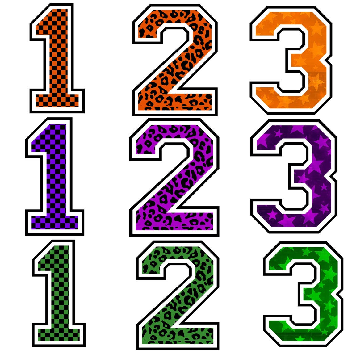 Varsity Letter PNG Bundle: Checkered Font, Team Colors (digital ...